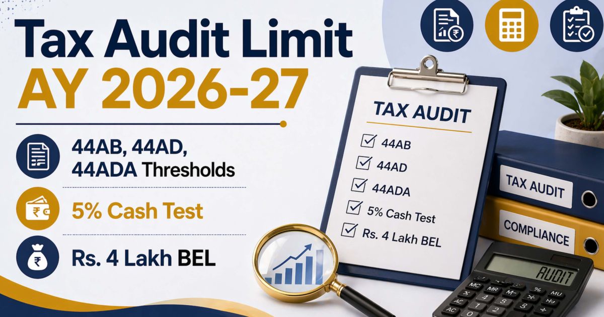 Tax Audit Limit AY 2026-27: 44AB, 44AD, 44ADA Thresholds, 5% Cash Test ...